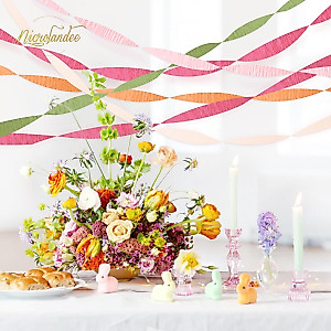 NICROLANDEE 5 Rolls Pink Red White Crepe Paper Streamers for Wedding, Birthday, Valentine's Day Decorations, Bachelorette, Bridal/Baby Shower, Backdrop or Photo Booth