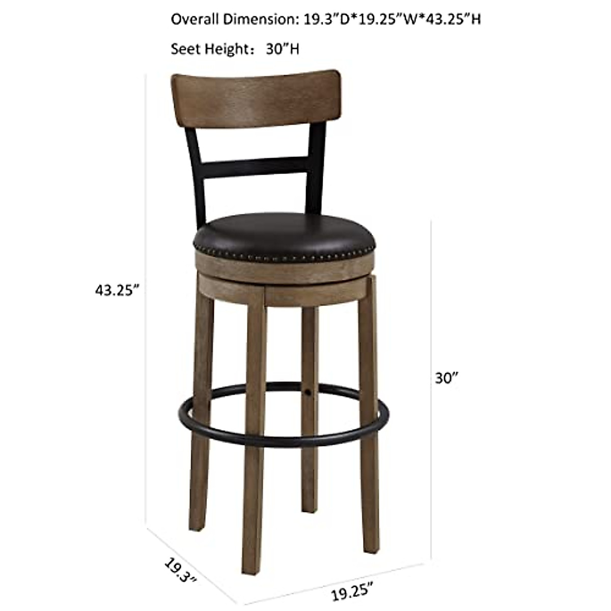 Ball & Cast Swivel Pub Height Barstool 29 Inch Seat Height Light Brown Set of 1