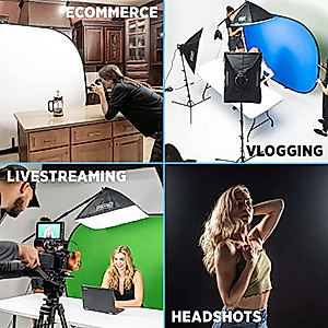 Fovitec Reversible 5'x6.5' Black and White Pop-Up Backdrop with Stand and Clip, for Headshot and Portrait Photography, Vlogging, Video Conference, and Live Stream