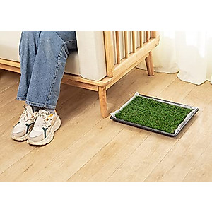 MEEXPAWS Dog Grass Pee Pads for Dogs with Tray , Small Size 18 by 14 in , 2 Dog Artificial Grass Pads , Indoor Dog Litter Box