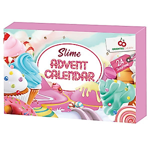 Advent Calendar 2023 - Christmas Countdown Calendars 24 Days of Surprises with DIY Fluffy Slime Kit Funny Gifts Toy for Toddler Kids Teens Girls 4 5 6 7 8 9 10 11 12 Year Old Pink