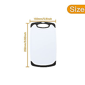 KUFUNG Kitchen Kids Cutting Board - Juice Grooves with Easy-Grip Handles, Non-Porous, Dishwasher Safe (S, Black)