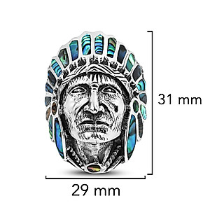 AeraVida Stylish Native American Style Abalone Shell .925 Sterling Silver Ring | Statement Fashion, Promise Ring, Couple Unisex Ring | Size 10