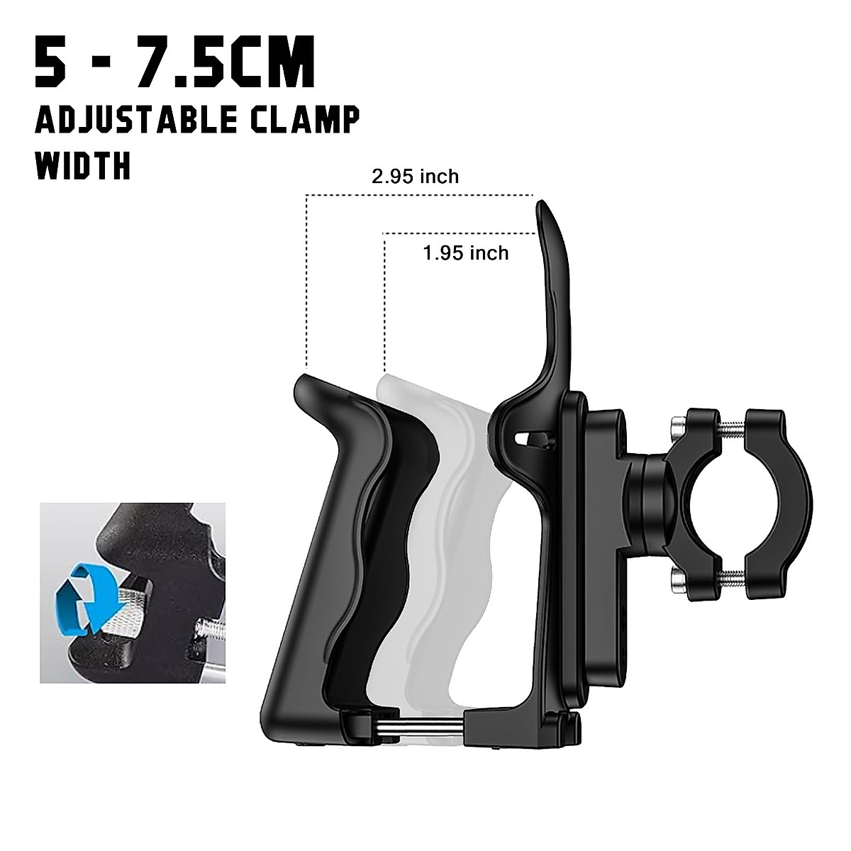 Bike Cup Holder, Motorcycle Water Bottle Holder 360° Rotation Adjust Bicycle Handlebar Water Bottle Cages, Upgraded Expandable Design Drink Holder for Bicycle, Motorcycle, ATV, Stroller, Wheelchair