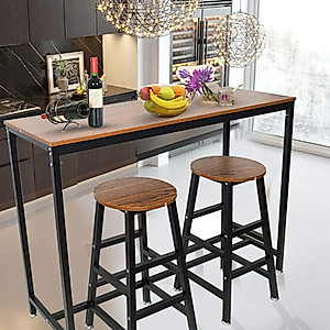 Thaweesuk Shop New Light Brown 3 Pcs. Wood Pub Bar Table Chair Counter Height Kitchen Dining Set Home Office Furniture Particleboard Metal 47.2" L x 15.7" W x 39.4" H