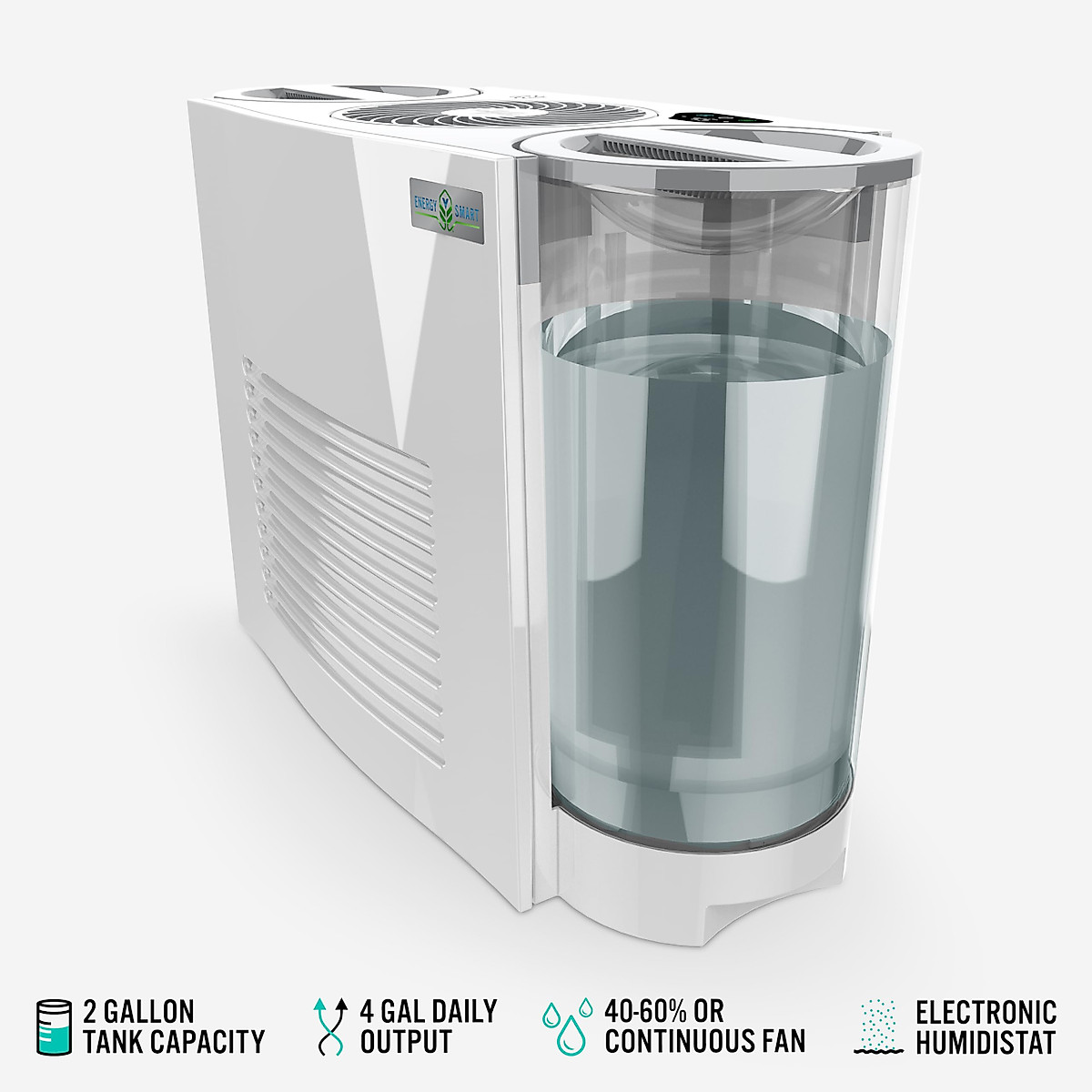 Vornado EVDC500 Energy Smart Evaporative Humidifier with Automatic Shut-off, 2 Gallon Capacity, LED Display