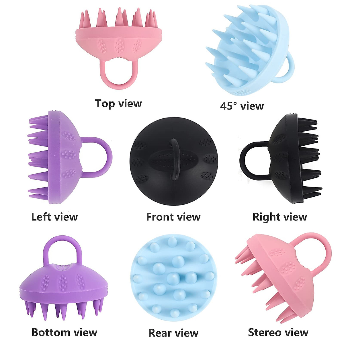 Hafree Scalp Massager Scalp Scrubber, Silicone Shampoo Brush for Wet Dry Curly Hair, Hair Brush for All Types of Men Women Kids Dogs Pet, Hairbrushes with Adhesive Hook (Blue)