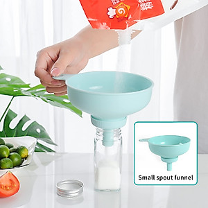 Plastic Wide Mouth Kitchen Funnels with Detachable 4 Different Sizes Spout and Strainer for Filling Small Bottles, Canning Funnel for Wide and Regular Jars,Food Funnels for Kitchen Use