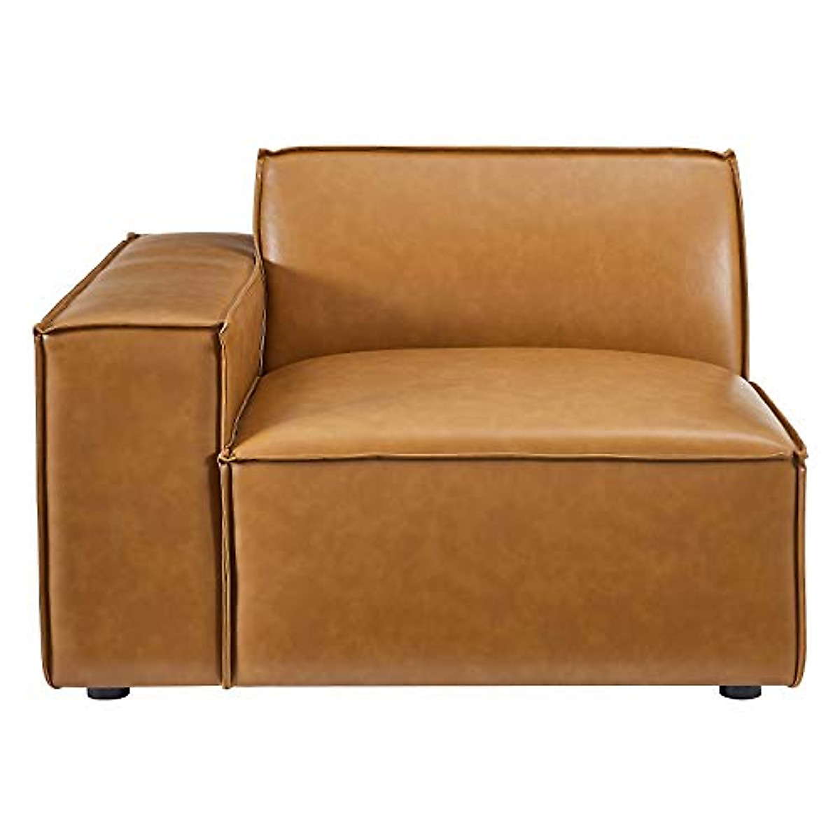 Modway Restore Vegan Leather Left-Arm Sectional Sofa Chair in Tan