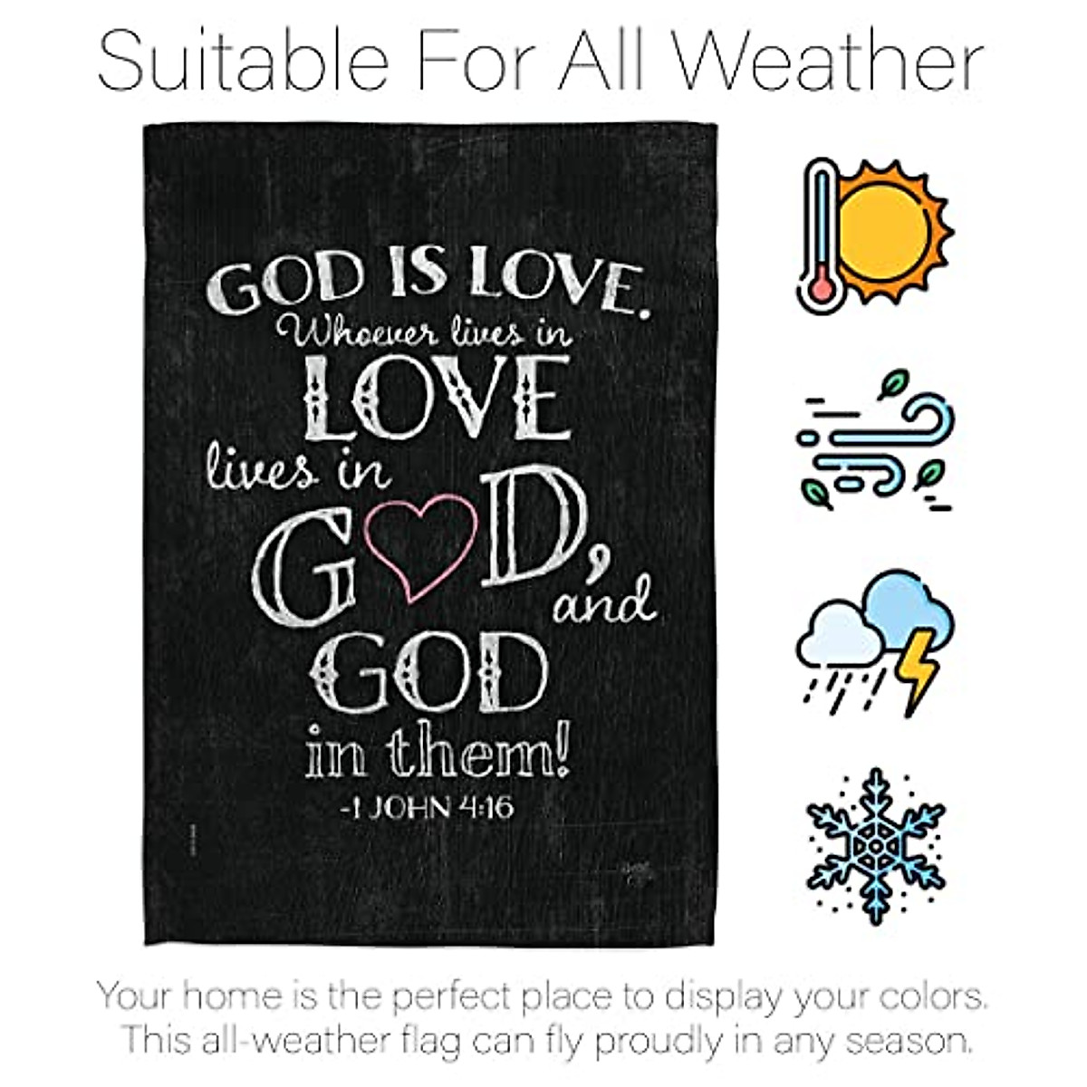 Breeze Decor God is Love Garden Flag Religious Bible Verses Bless Faith Thank Hope Pray Christian Religion House Decoration Banner Small Yard Gift Double-Sided, Made in USA