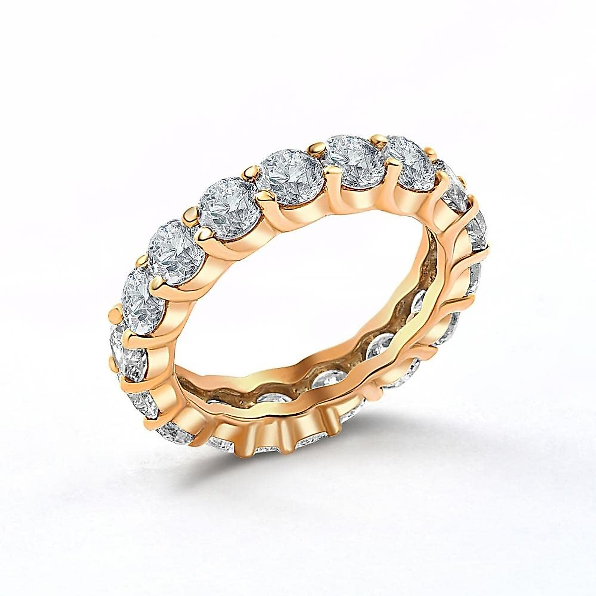 3Ct Diamond U Prong Eternity Ring Wedding Anniversary Band 14k Yellow Gold - Size 5