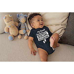 Unordinary Toddler my parents did not practice social distancing newborn baby funny quarantine announcements bodysuit (Charcoal Black, 3-6 Months)