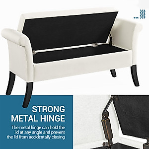 Yaheetech 52in Storage Ottoman Bench for Living Room Tufted Entryway Couch Settee with Arms Footstool Large Storage Chest with 66lb Storage Space, 2PCS Fresh White