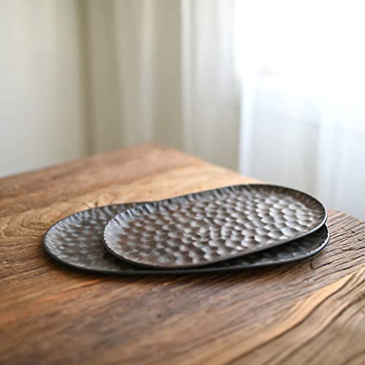 Funerom 13 x7.5 inch Galvanized Metal Tray Oval Tray Farmhouse Serving Tray