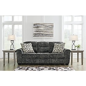 Signature Design by Ashley Lonoke Modern Sofa with 2 Accent Pillows, Gray