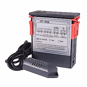 STC-3028 AC 110-220V 10A Digital Temperature Controller Dual Display Thermostat Thermoregulator Heating Cooling Switch Digital Hygrometer with SHT20 Probe (AC 110-220V)