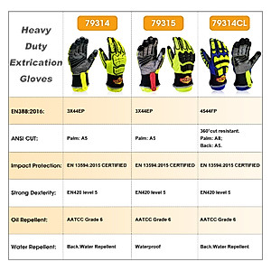 Intra-FIT Rescue 79314 Extrication Gloves Impact, Tear/abrasion/Puncture/Cut Protection, Super Dexterity 5 EN 388: 2016 3X44EP,Size L