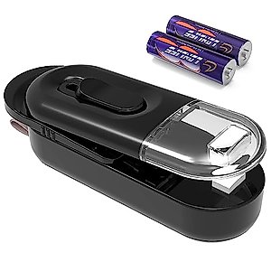 Laeuzn Mini Bag Sealer, Heat Sealer & Cutter 2 in 1 Portable Heat Vacuum Sealer Machine for Plastic Bags Storage Food Snack Cookies Fresh,Kitchen Gadget (Battery Included)