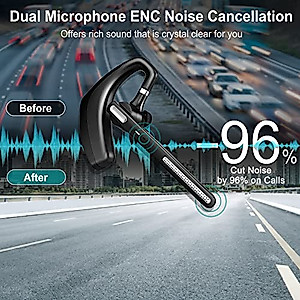 Gixxted Bluetooth Headset, V5.1 Wireless Headset with Noise Canceling Microphone, 110 Hours Work time Bluetooth Earpiece with 500mAh Battery, Compatible with Cell Phones and PC