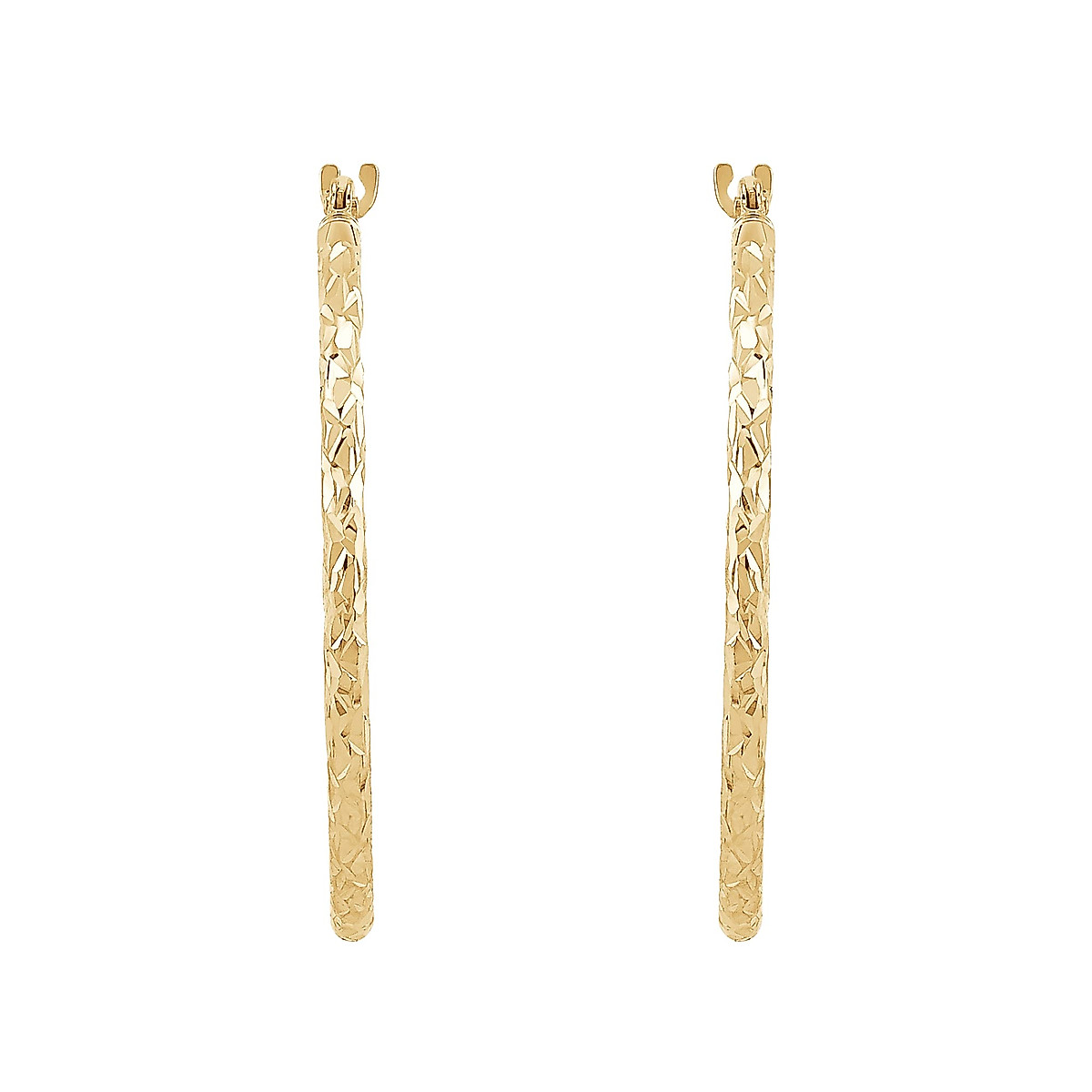 Welry Crystal-Cut Tube Hoop Earrings for Women, 10K Yellow Gold, Jewelry Gift Idea, 28mm