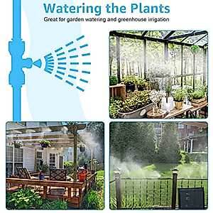 Misters for Outside Patio, 59 FT Misting Cooling System for Patio, 59FT (18 M) Misting Line+20 Mist Nozzles+3/4" Brass Adapter, Outdoor Misters for Patio, Garden, Greenhouse, Trampoline for Waterpark