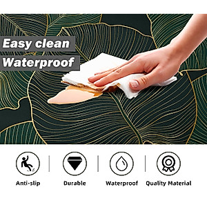 Kitchen Mats for Floor Cushioned Anti Fatigue Mats for Kitchen Floor Green Kitchen Floor Mat Memory Foam Boho Kitchen Rugs Luxury Kitchen Runner Kitchen Rugs Sets of 2, 17.3x28 + 17.3x47, 0.4 inches