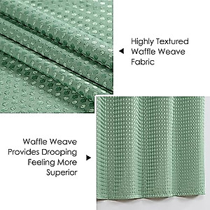 Home Queen Water Resistant Bathroom Window Curtains, Waffle Textured Half Cafe Curtain Tier for Kitchen, 28 W X 45 L Inches, Set of 2, Sage