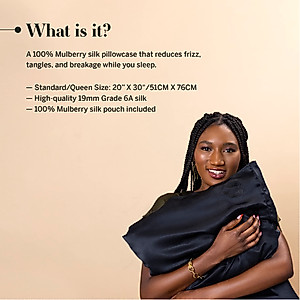 Inala Empowered Pillowcase - Pillowcase for Hair and Skin Health - 100% Mulberry Silk - Hypoallergenic Soft Breathable Pillow Case - Reduces Friction and Tangles - -19mm Better Grade 6A Silk