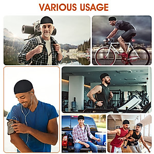 Lusofie 4 Pieces Men Skull Caps Soft Helmet Liner Cycling Running Hats Stretchy Helmet Liner Multifunctional Headwear for Men Women Black