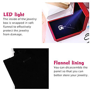 iSuperb LED Pendant Necklace Box Bracelet Box Couple Jewelry Gift Boxes Case Small Jewelry Display for Proposal Engagement Wedding Valentine's Day (Pink)