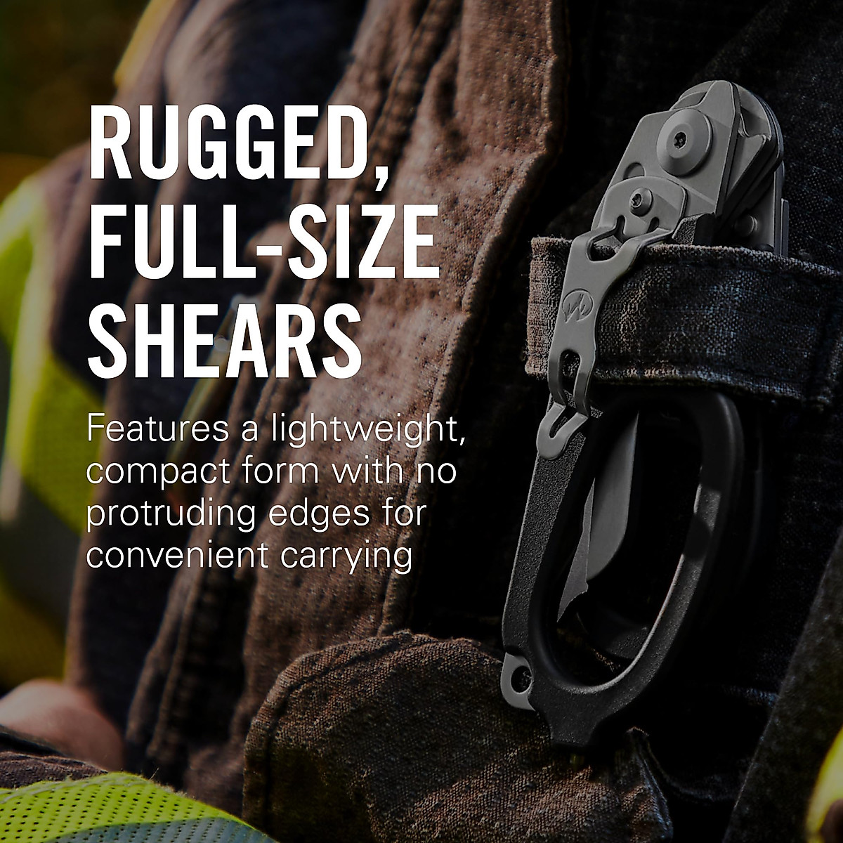 LEATHERMAN, Raptor Rescue, 6-in-1 Heavy-Duty Emergency/Trauma Shears with Carbide Glass Breaker & Strap Cutter, Made in the USA, Utility Holster Included, Tan, With Utility Holster