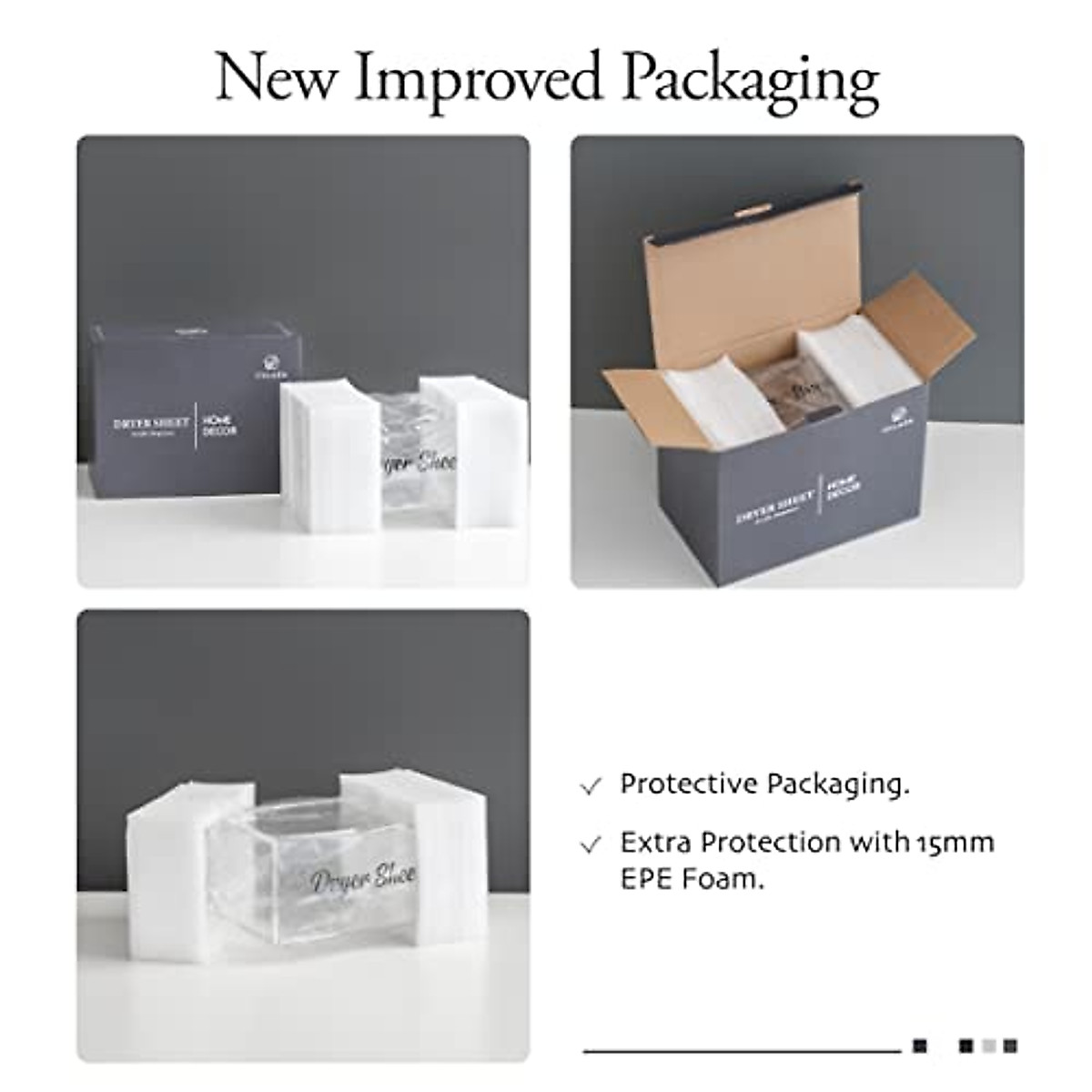 LifeLAZA Acrylic Dryer Sheet Dispenser with Hinged Lid, Clear Dryer Sheet Holder for Fabric Softener Sheets, Transparent Container Storage Box for Laundry Room Decor