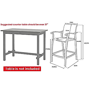 Crestlive Products Outdoor Counter Height Bar Stools Set of 2 Classic Patio Furniture Bar Chairs with Heavy Duty Aluminum Frame in Antique Brown Finish (Brown)
