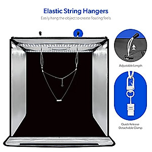 LimoStudio 24" x 24" LED Light Box Tent, Photoshoot Lighting Tent with Air Hanging Ceiling String, Sticky Clay for Object Setting Up, 120 LED Dimmable, Light Color Adjustable, CRI>90, 4000LM, AGG3250