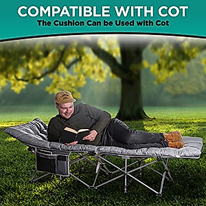 ZONETECH Outdoor Camping Travel Cot and Cot Pad - Foldable Classic Grey Quality Lightweight Portable Heavy Duty Adult & Kids Travel Cot w/Large Pocket and Cushion Perfect for Hiking, Camping (1-Pack)