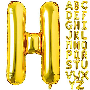Lovoir 40 Inch Large Gold Letter H Balloons Big Size Jumbo Mylar Foil Helium Balloon for Birthday Party Celebration Decorations Alphabet Gold H
