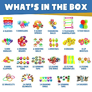 Party Faves 200PC Party Favors for Kids Goodie Bags Birthday Carnival Prizes Classroom Pinata Stuffers Goodie Bag Fillers Treasure Box Toys