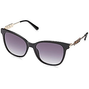 GUESS Women's Metal Logo Square Sunglasses, Shiny Black, 56mm