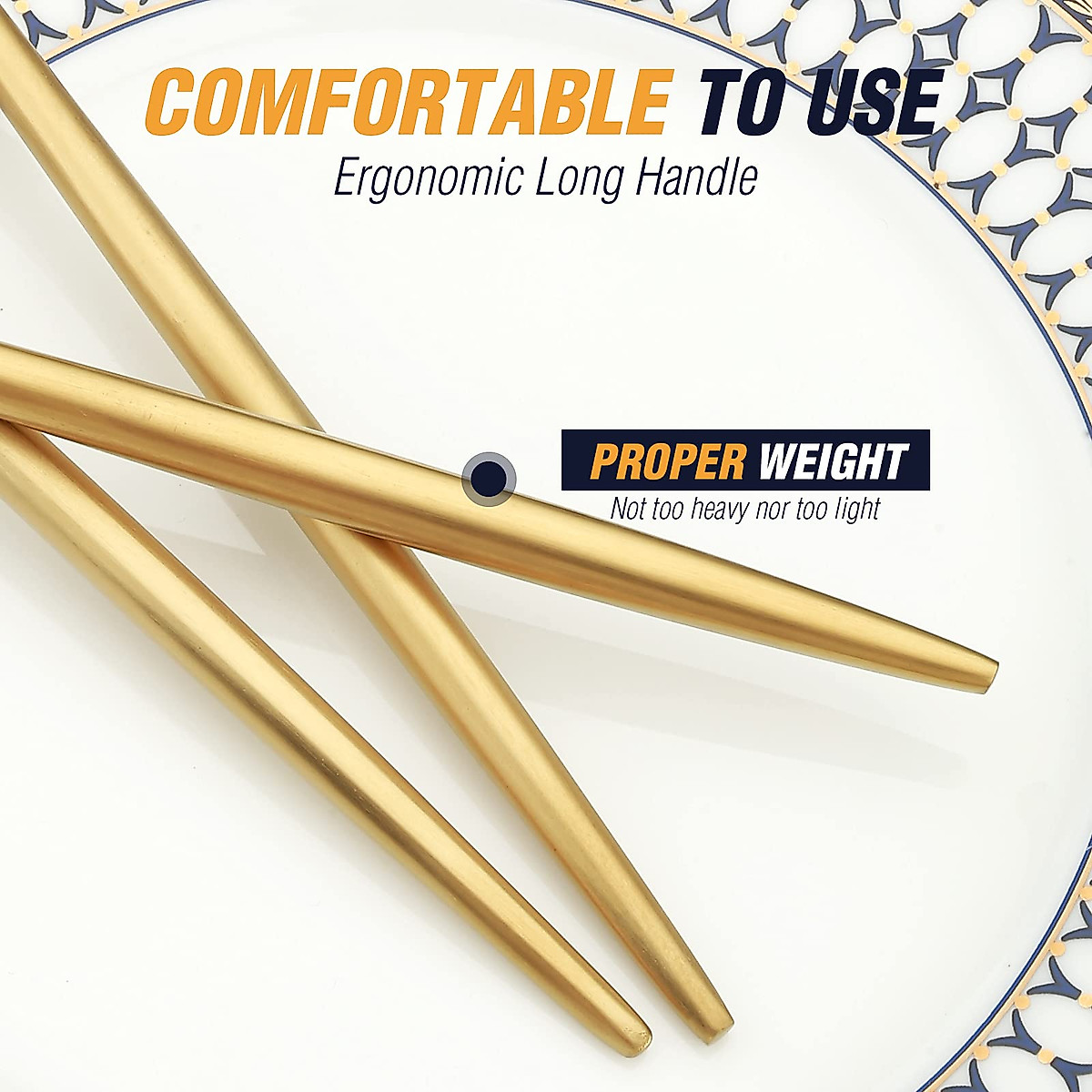 BirdyFly Gold Silverware Set, 20 Piece Stainless Steel Flatware Set Service for 4, Matte Gold Cutlery Set, Include Knives/Forks/Spoons, Dishwasher Safe