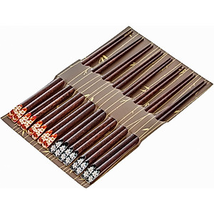 W Home Heim Concept 8- Pairs Bamboo Chopsticks Reusable Chinese Korean Japanese Chopsticks Natural Wood Chop Stick (chopsticks8set)