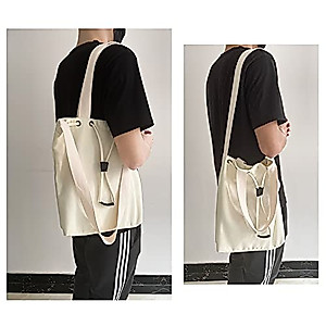 Diesisa Canvas Tote Bag with Drawstring & Inner Zipper Pocket, Cute Tote bags for Women, Shoulder Bag/Messenger Bag/School Totes for college