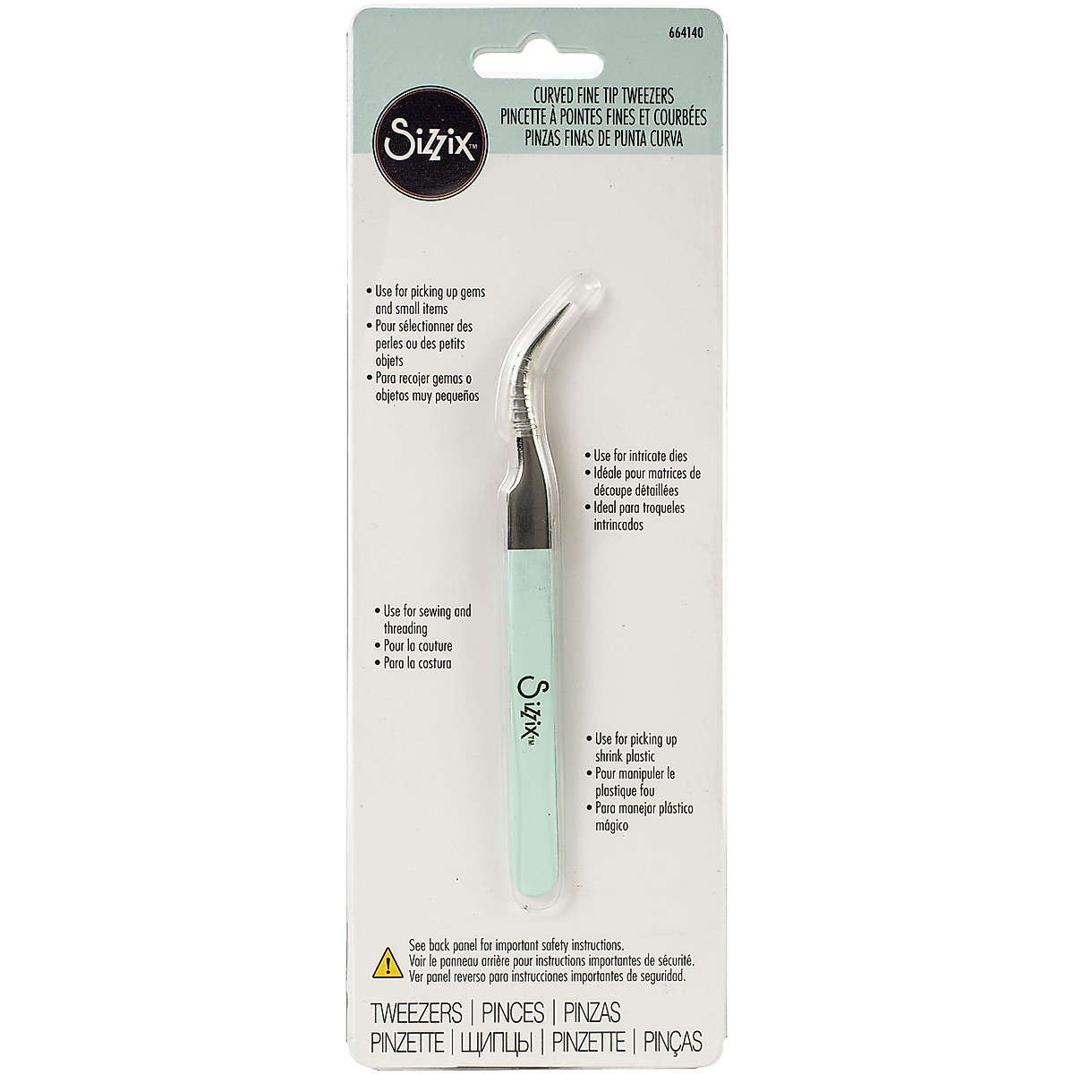Sizzix Curved Fine Tip Tweezers for Intricate Projects, Scrapbooking, Cardmaking, One Size, Multi Color, Multicolour