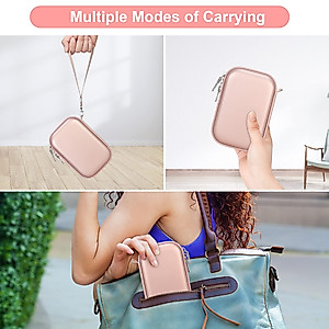 Canboc Hard Case for Anker PowerCore 13000 Portable Charger - Compact 13000mAh 2-Port Ultra Portable Phone Charger Power Bank, Mesh Pocket fits USB Cable, Rose Gold (Case Only)