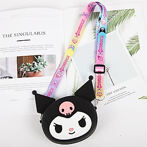 Kawaii Crossbody Bag - Black Rabbit Anime Purse Cute Coin Purse with Adjustable Shoulder Strap,Mini Black Wallet for Valentine's Day Birthday Gift