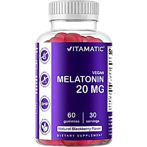 Vitamatic Melatonin 20mg Gummies for Adults, 30 Servings - 60 Vegetarian Gummies - Non-Habit Forming Supplement (60 Gummies (Pack of 2))