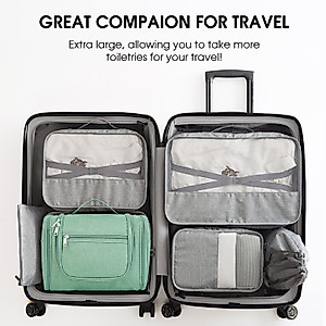 WANDF Large Hanging Toiletry Bag Travel Cosmetic Makeup Organizer Water-Resistant Shower Bathroom Bag for Women and Men (Green)