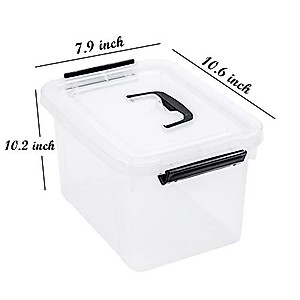 5-Pack Clear Storage Latch Box/Bin with Lid, 8 Litre Stackable Plastic Storage with Handle (8.5 Quart)