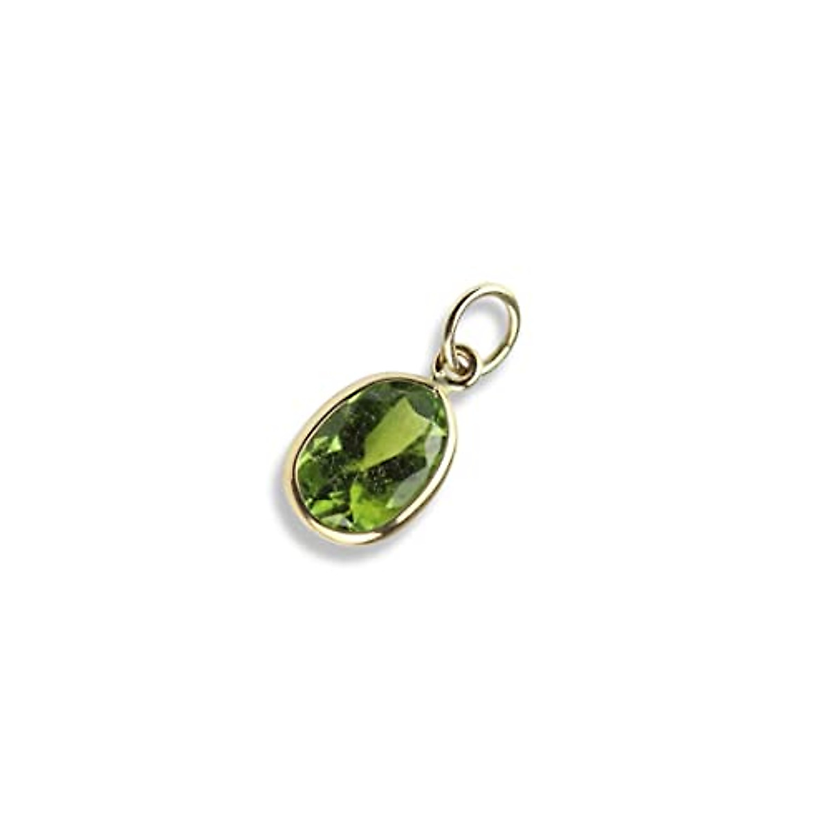 Green Tourmaline Charm 7x5 Oval Handmade in 14k Yellow Gold 0.85 Carats