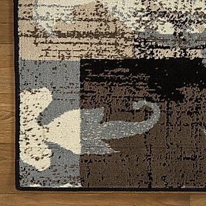 BNM Indoor Large Area Rug with Jute Backing, Floral Geometric Decor for Living Room, Kitchen, Bedroom, Office, Entryway, Hallway, Hardwood Floors, Pastiche Collection, 6' x 9', Beige