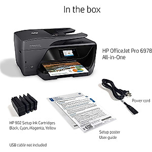 HP OfficeJet Pro 6978 All-in-One Color Inkjet Wireless Printer for Home Office, Black - Print Scan Copy Fax - 600 x 1200 dpi, 20 ppm, 35-Sheet ADF, 2.65" Touchscreen Display, Auto Duplex Printing
